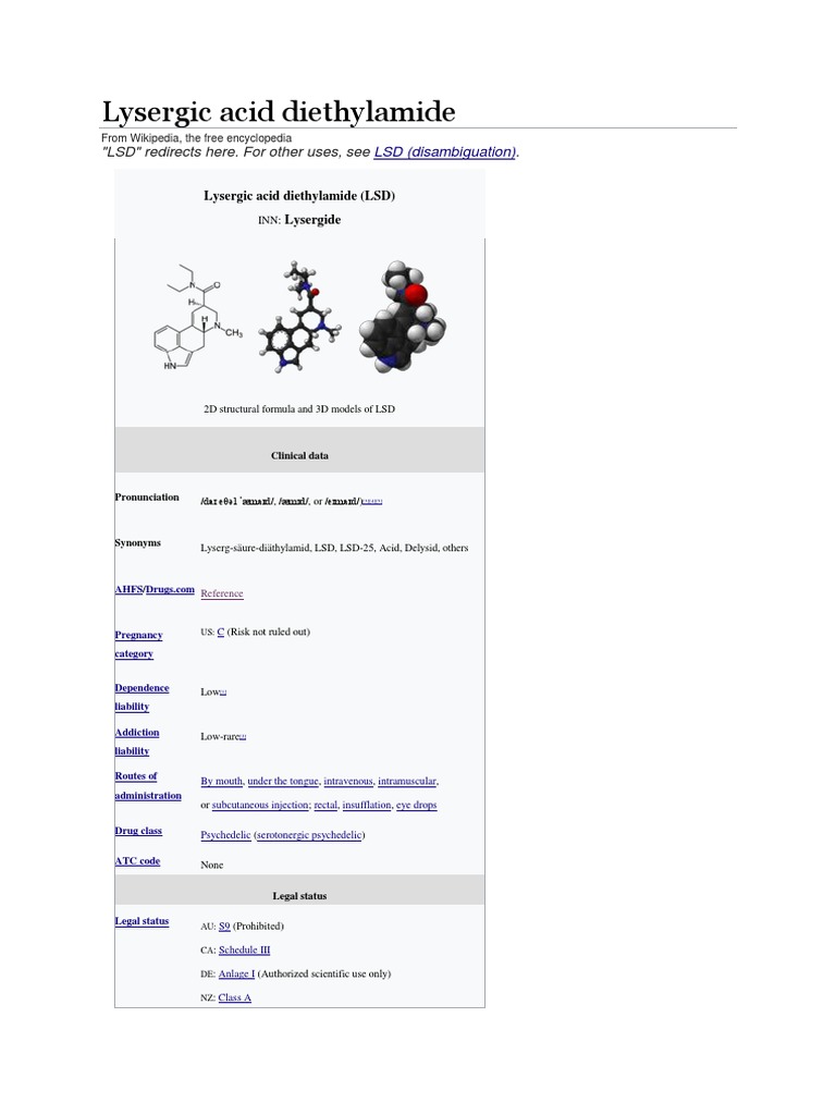 LSD Wikipedia | PDF | Lysergic Acid Diethylamide | Ligand (Biochemistry)
