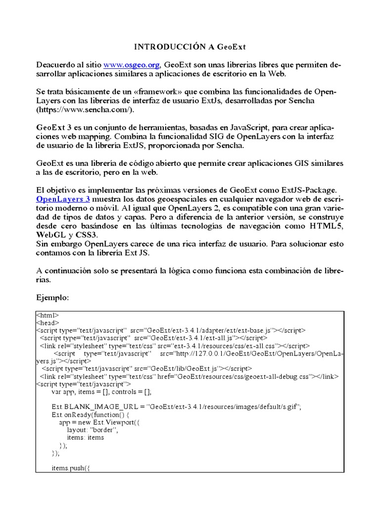 INTRODUCCIÓN A GeoExt | PDF | Biblioteca (informática) | Web Gl