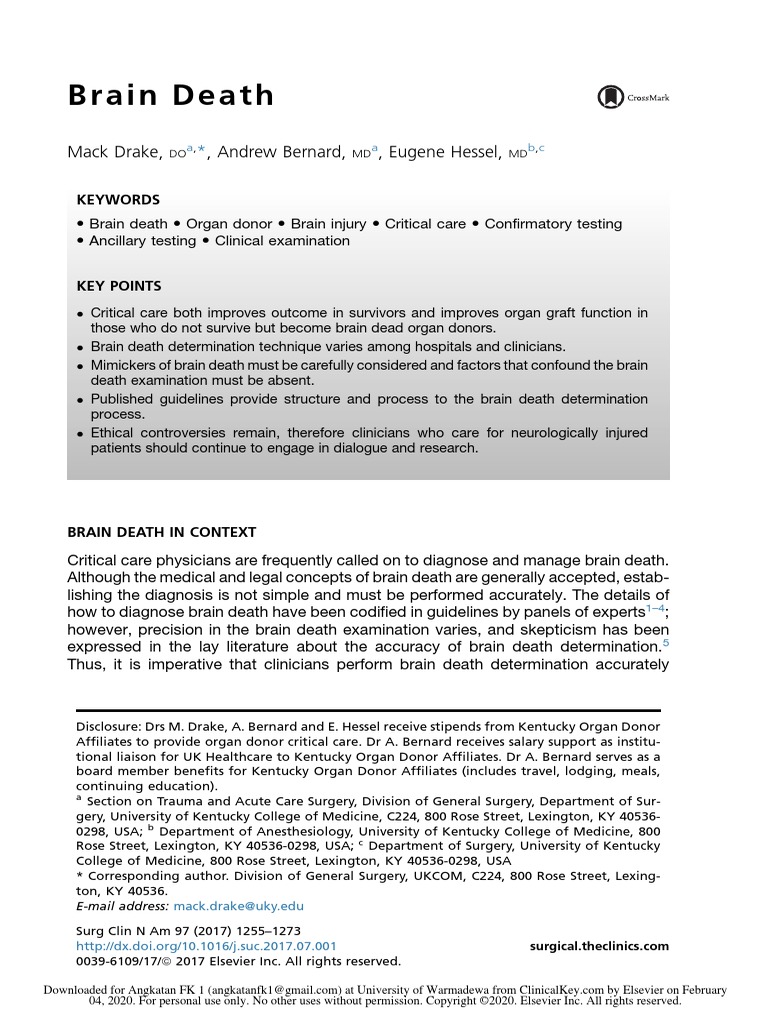 Brain Death | PDF | Apnea | Angiography