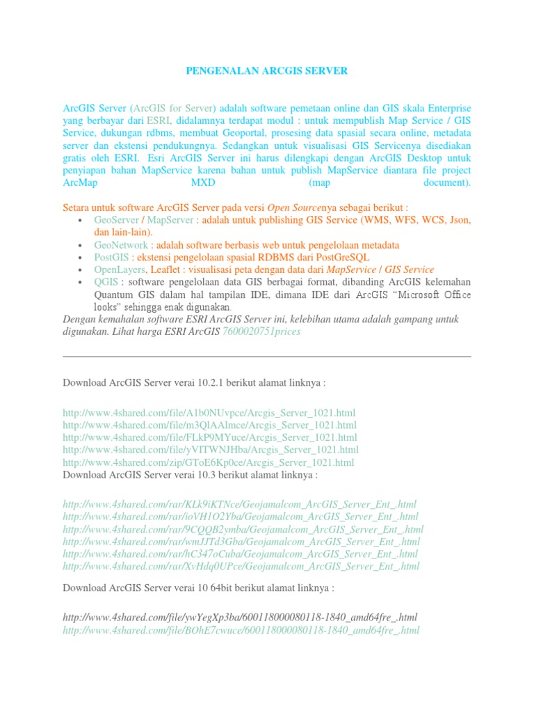 Pengenalan ArcGIS Server dan Fungsinya | PDF