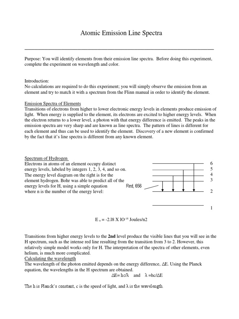 Atomic Emission Line Spectra | PDF | Emission Spectrum | Energy Level