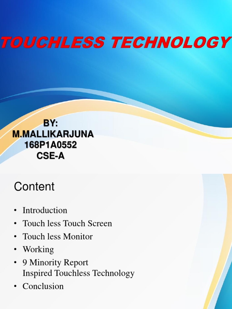 CSE Touchless Touchscreen Technology | PDF | Touchscreen | Graphical User Interfaces