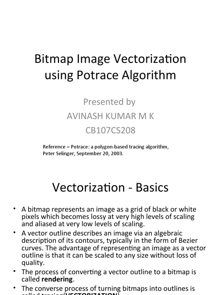 Bitmap Image Vectorization Using Potrace Algorithm | PDF | Mathematics | Areas Of Computer Science