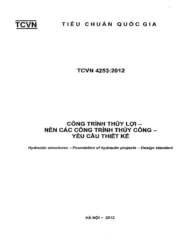 TCVN 4253-2012 Công Trình Thủy Lợi - Nền Các Công Trình Thủy Công - Yêu Cầu Thiết Kế | PDF
