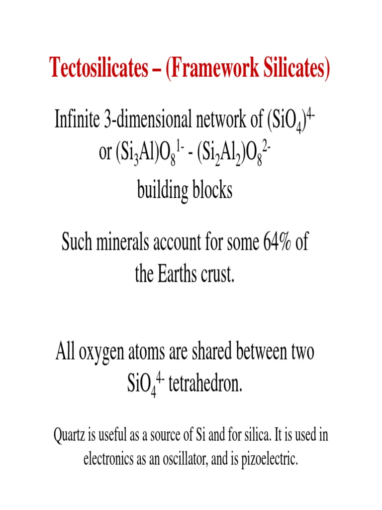 Tectosilicates - Framework Silicates | PDF | Silicon Dioxide | Minerals