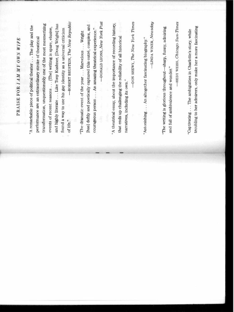 Wright, Doug - I Am My Own Wife PDF | PDF