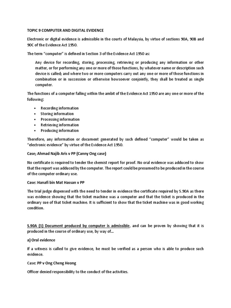 Admissibility of Computer Evidence in Malaysia | PDF | Hearsay | Government