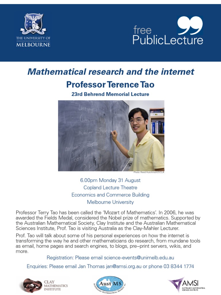 Terence Tao Lecture on Math & Internet | PDF | History