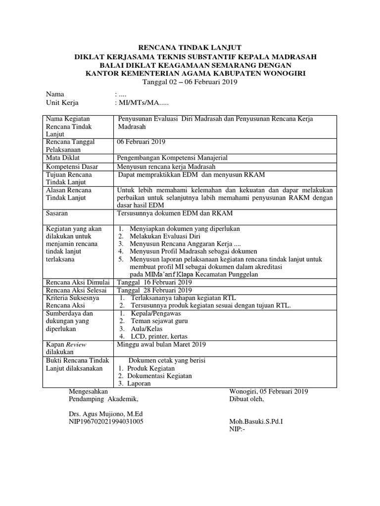 Contoh RTL - Edm - WGR | PDF