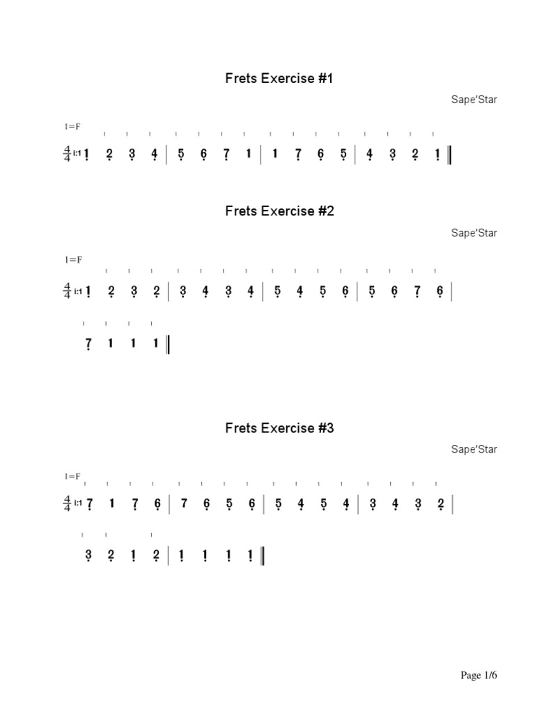 Sape' Lesson Notation #1 | PDF | Musicology | String Instruments