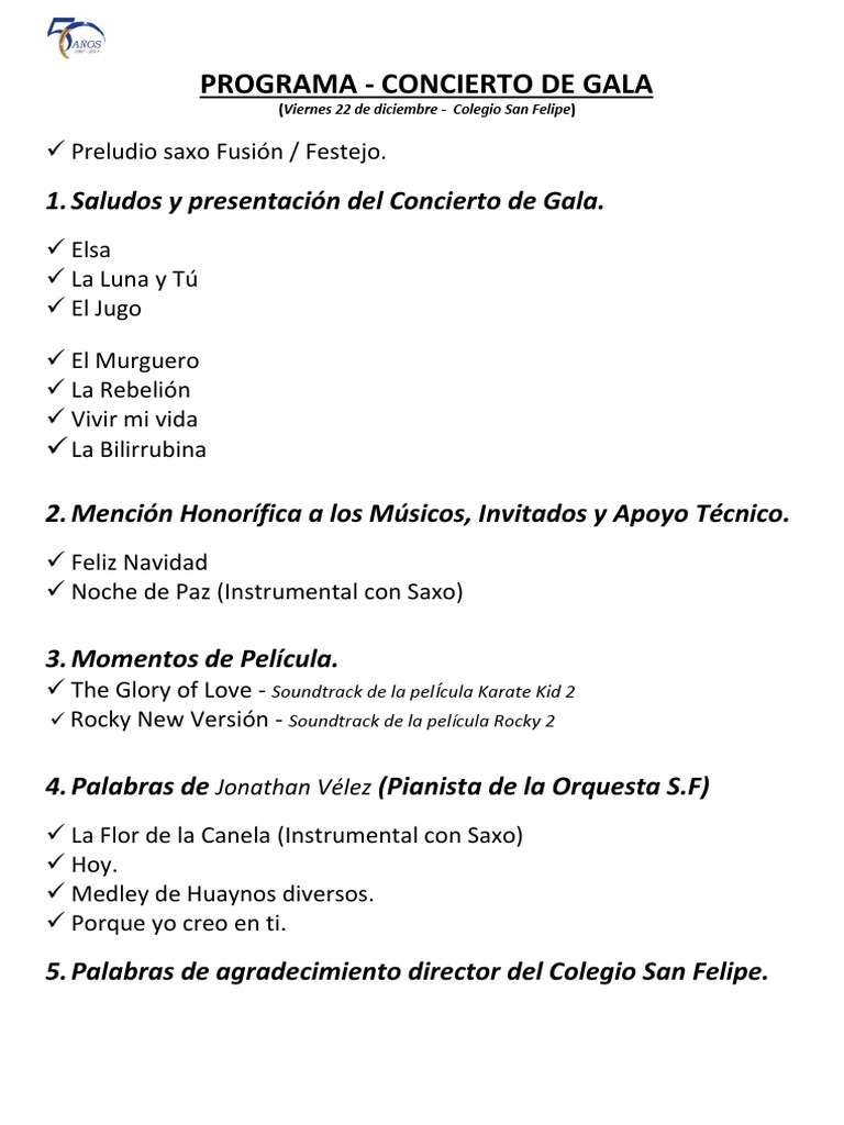 Programa Concierto de Gala | PDF