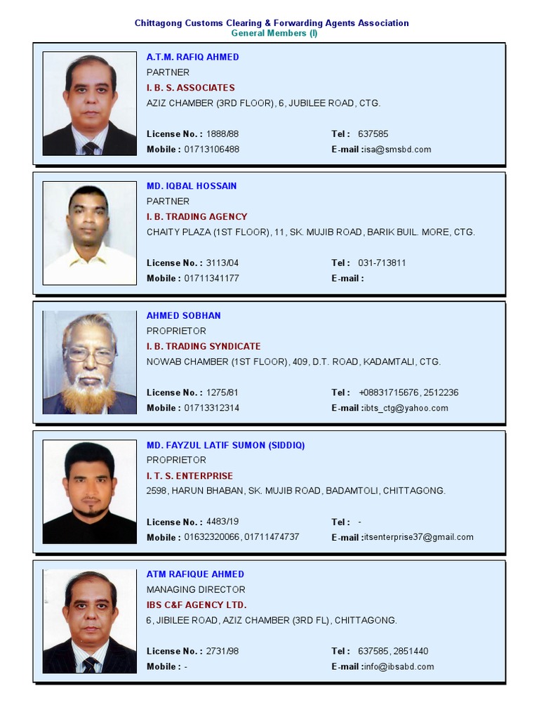 List of Customs Clearing and Forwarding Agents in Chittagong | PDF ...