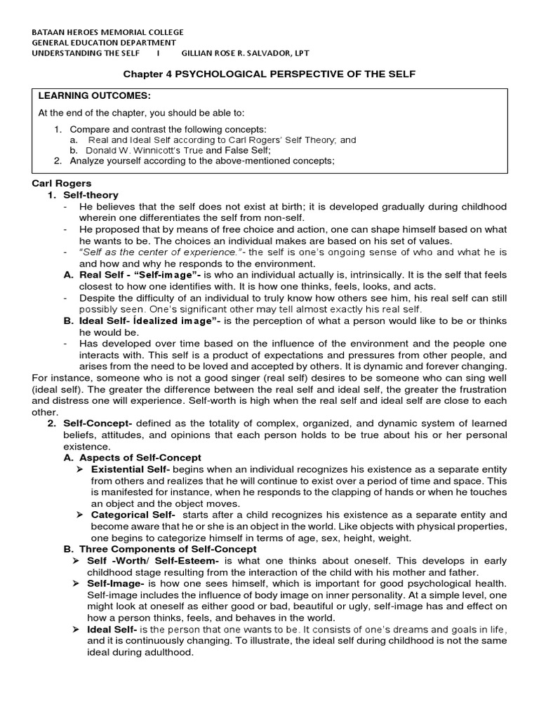 Comparing Carl Rogers' Concepts of the Real and Ideal Self and Donald W ...