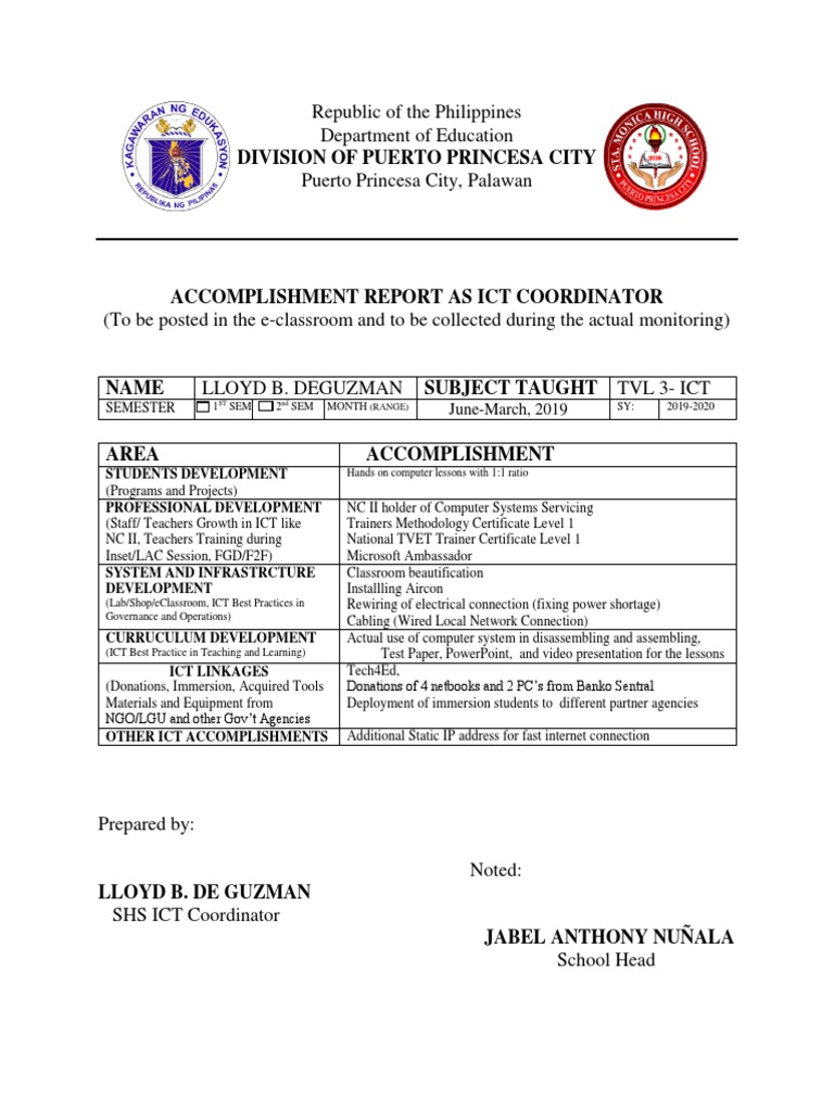 ICT Accomplishment Report 2019-2020 | PDF | Educational Technology ...
