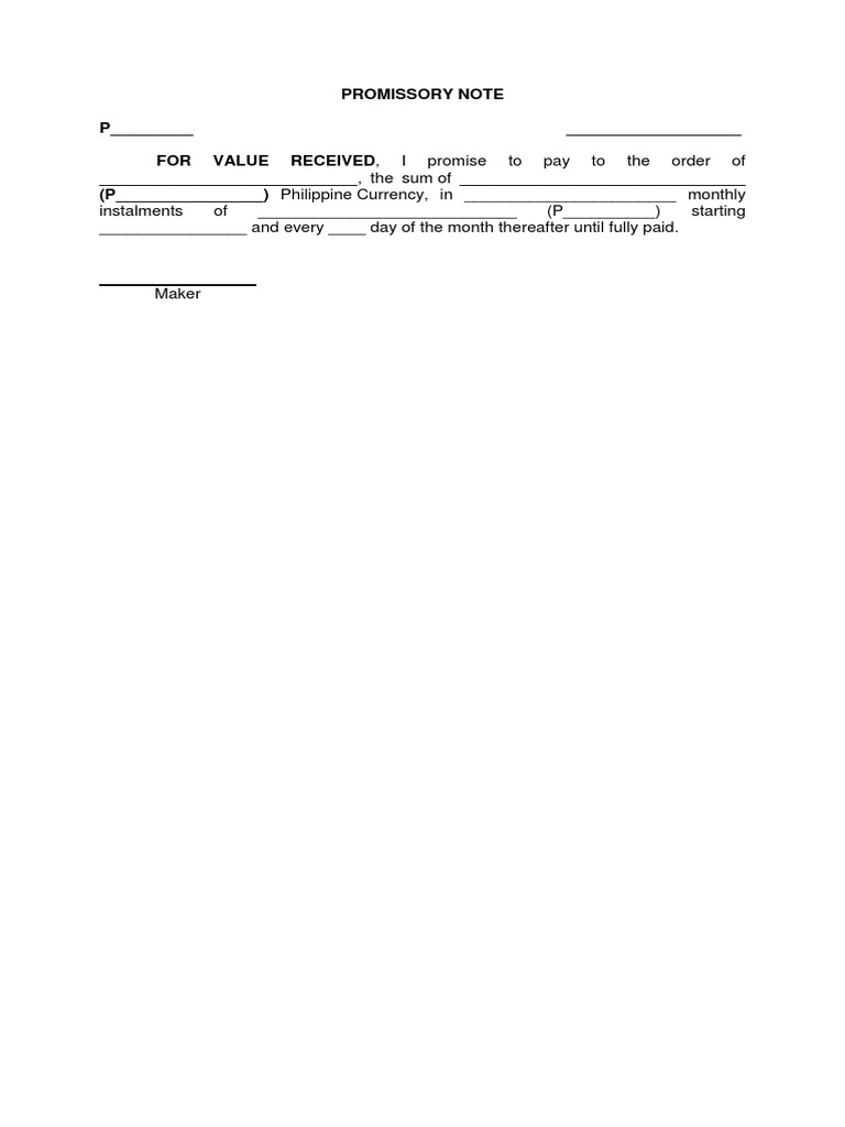 Promissory Note Form | PDF