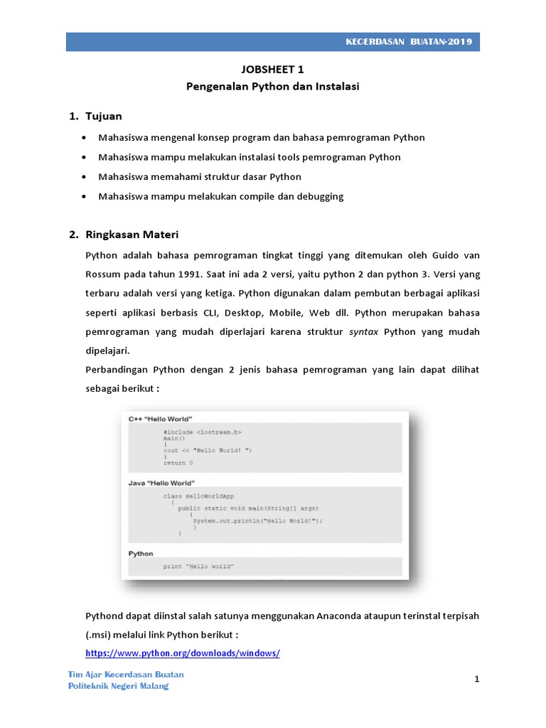 Jobsheet 1 - Mggu 5 | PDF