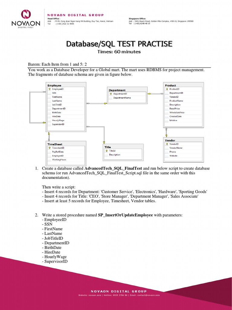 SQL Final Practise Test1 | PDF | Information Management | Databases