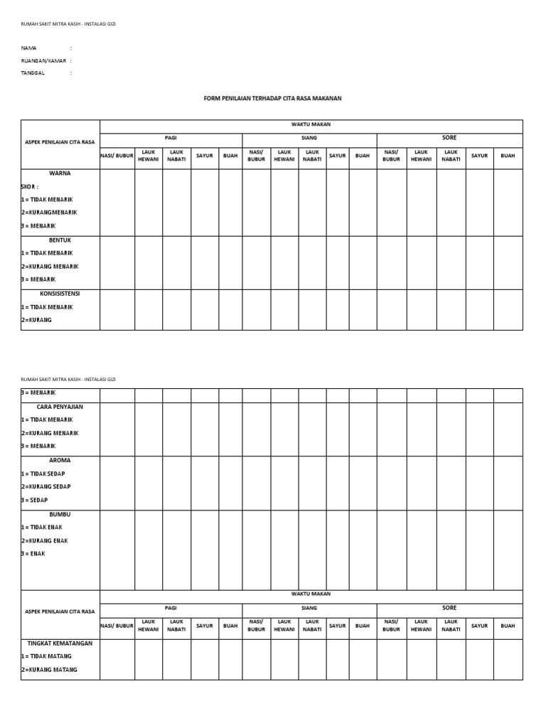 Form Cita Rasa | PDF