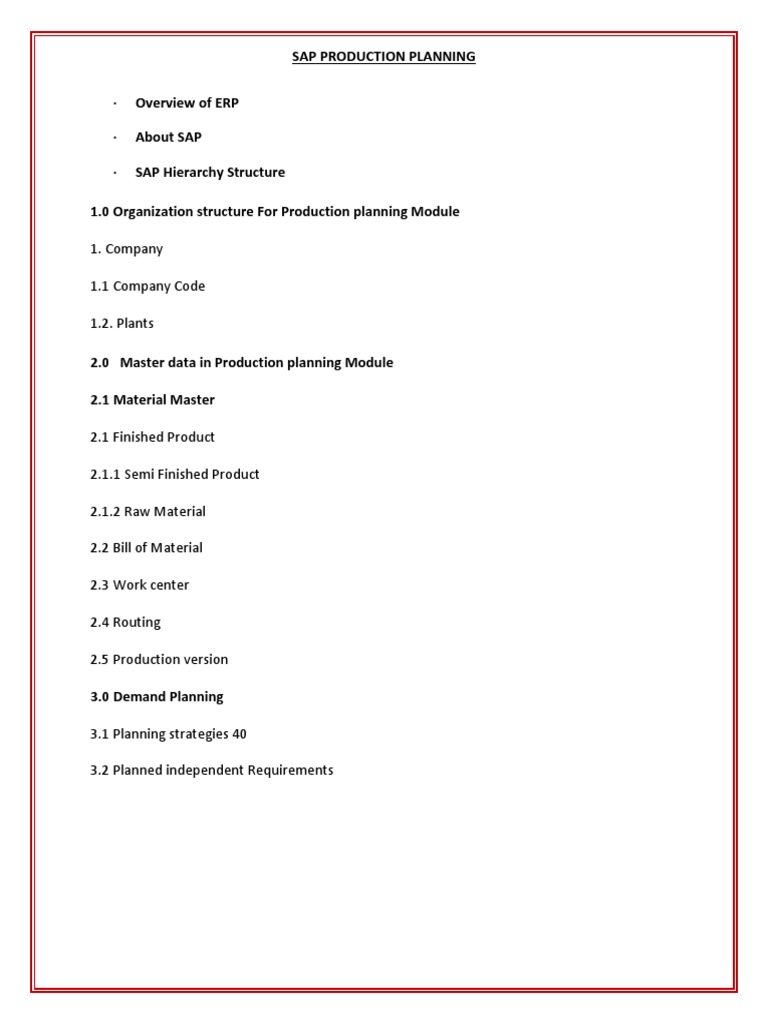 SAP PP Content | PDF | Sap Se | Sales