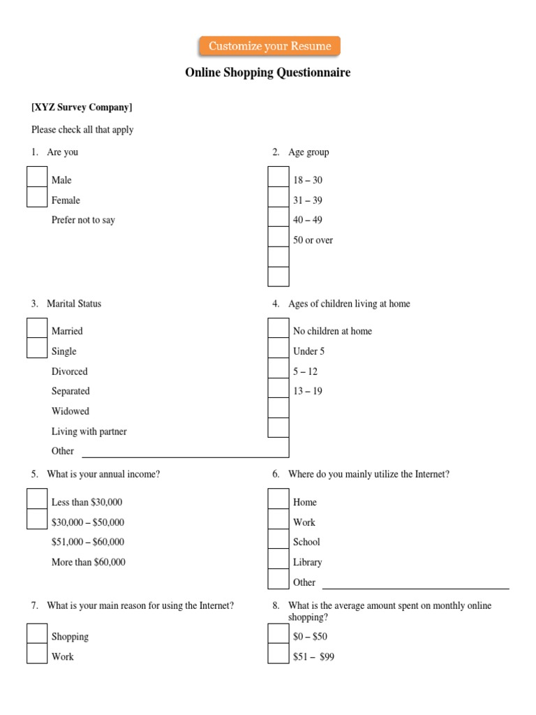 Online Shopping Questionnaire | PDF | Online Shopping | Internet