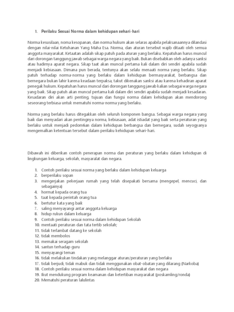 Perilaku Sesuai Norma Sehari-hari | PDF