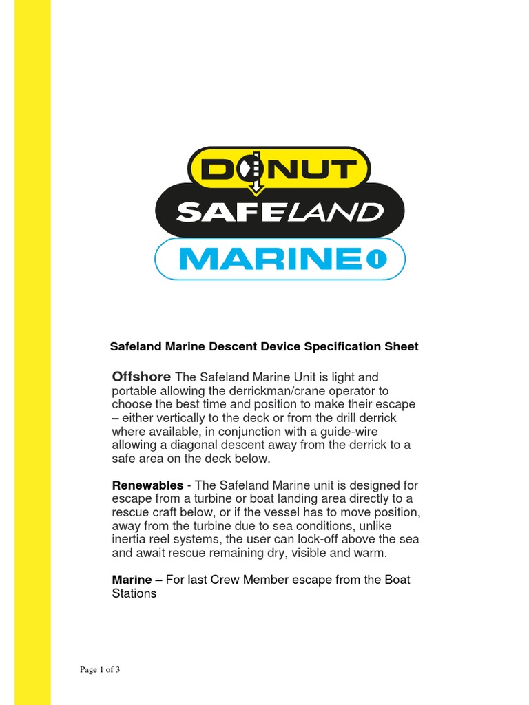 Safeland Marine Descent Device Specs | PDF | Stainless Steel ...