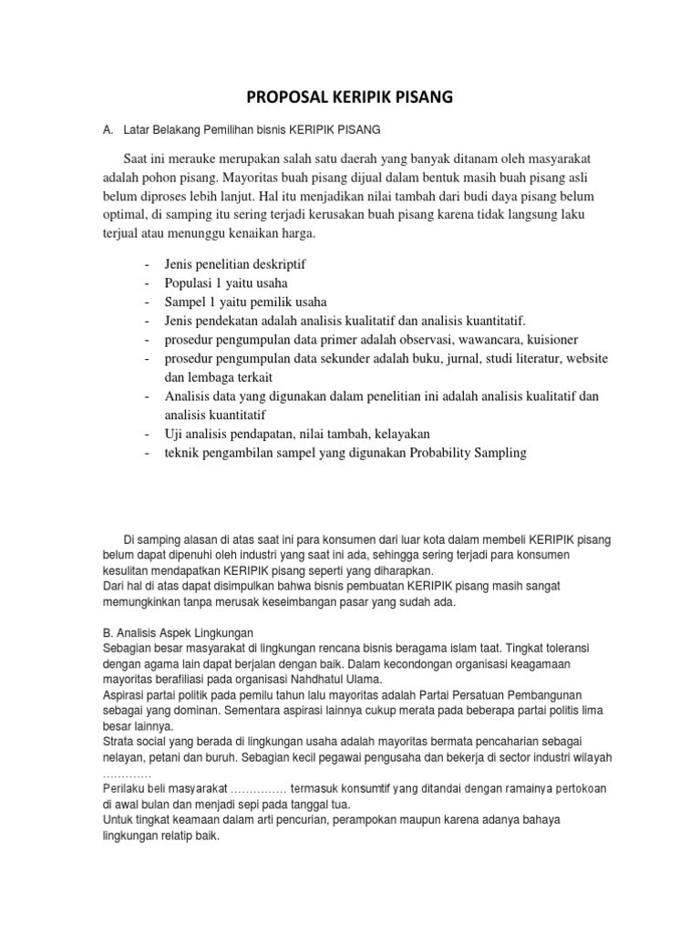 Proposal Keripik Pisang | PDF