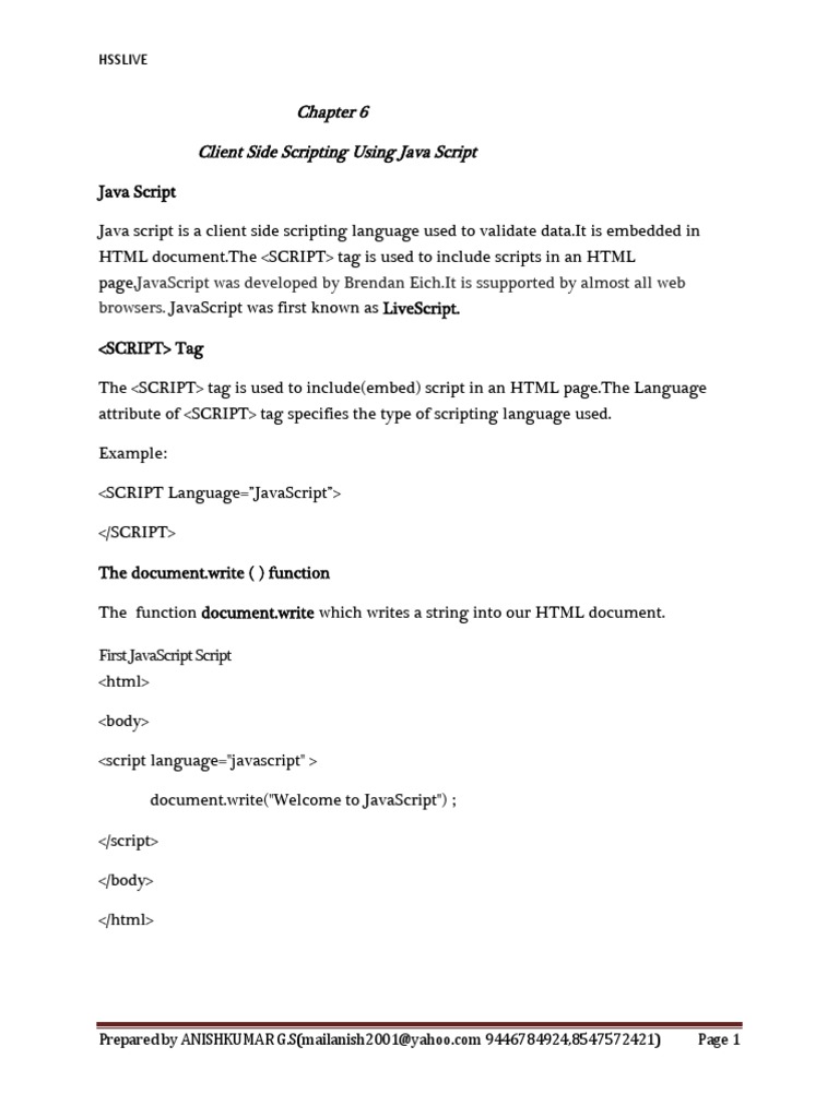 Chapter 6 Client Side Scripting Using Javascript Hsslive Pdf Data Type Boolean Data Type