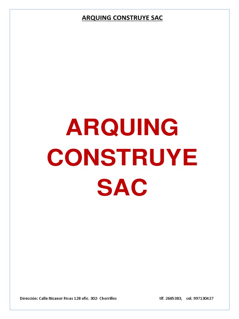 Perfil de ARQUING CONSTRUYE SAC | PDF | Lima | Business
