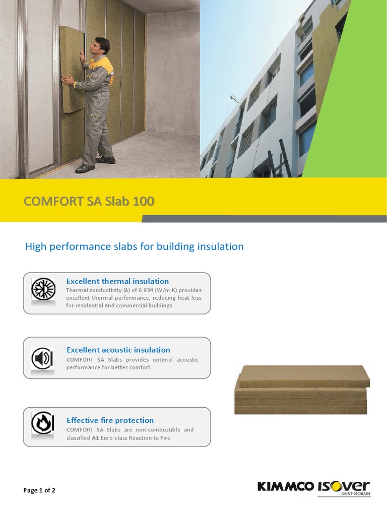 KIMMCO ISOVER-TDS-COMFORT SA Slab 100 | PDF | Building Insulation ...