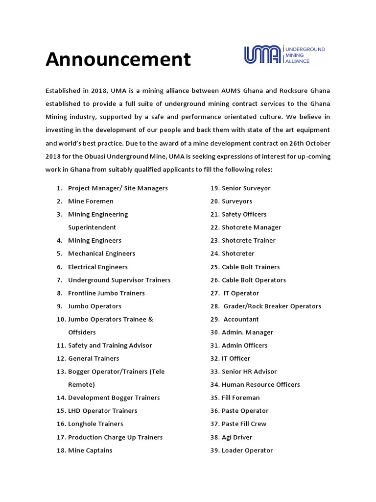 Recruitment Announcement - UMA | PDF | Engineering