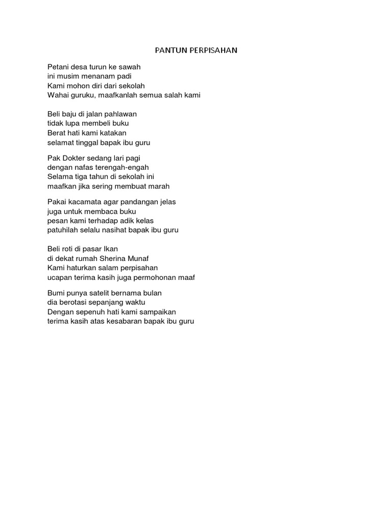 Pantun Perpisahan | PDF