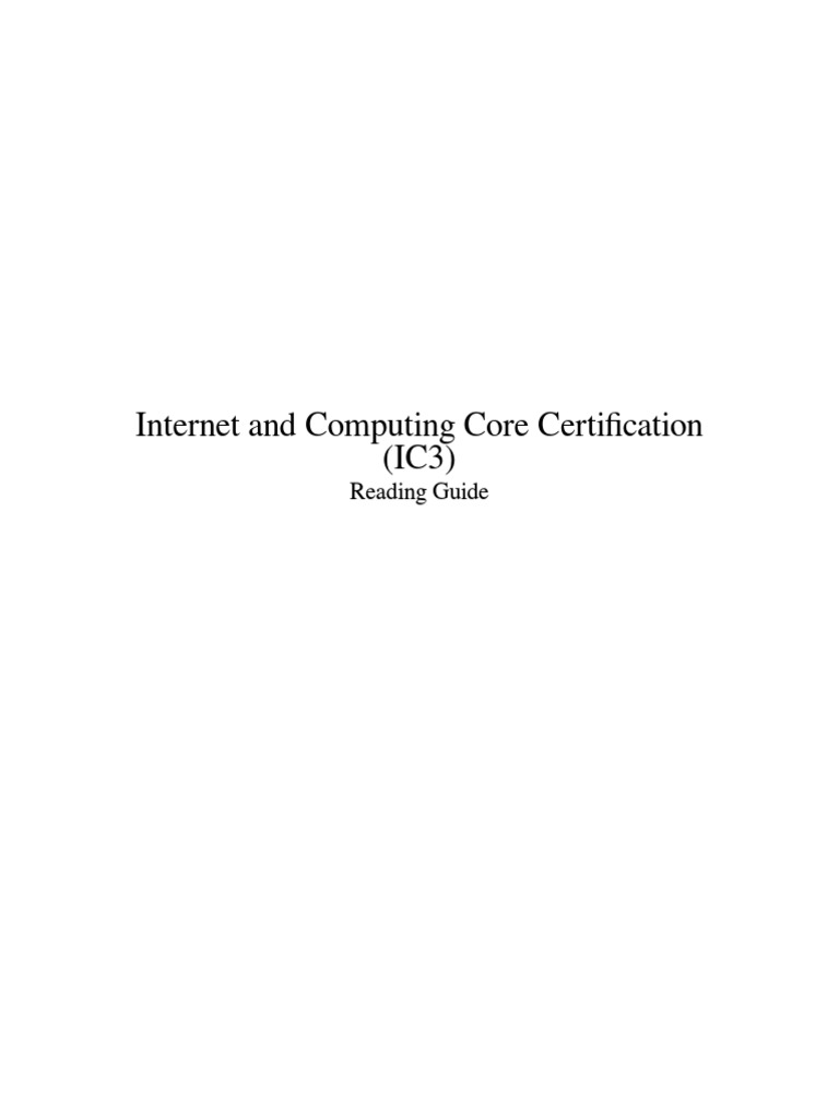Reading Guide - Internet and Computing Core Certification (IC3) | PDF | Media Technology | Areas ...