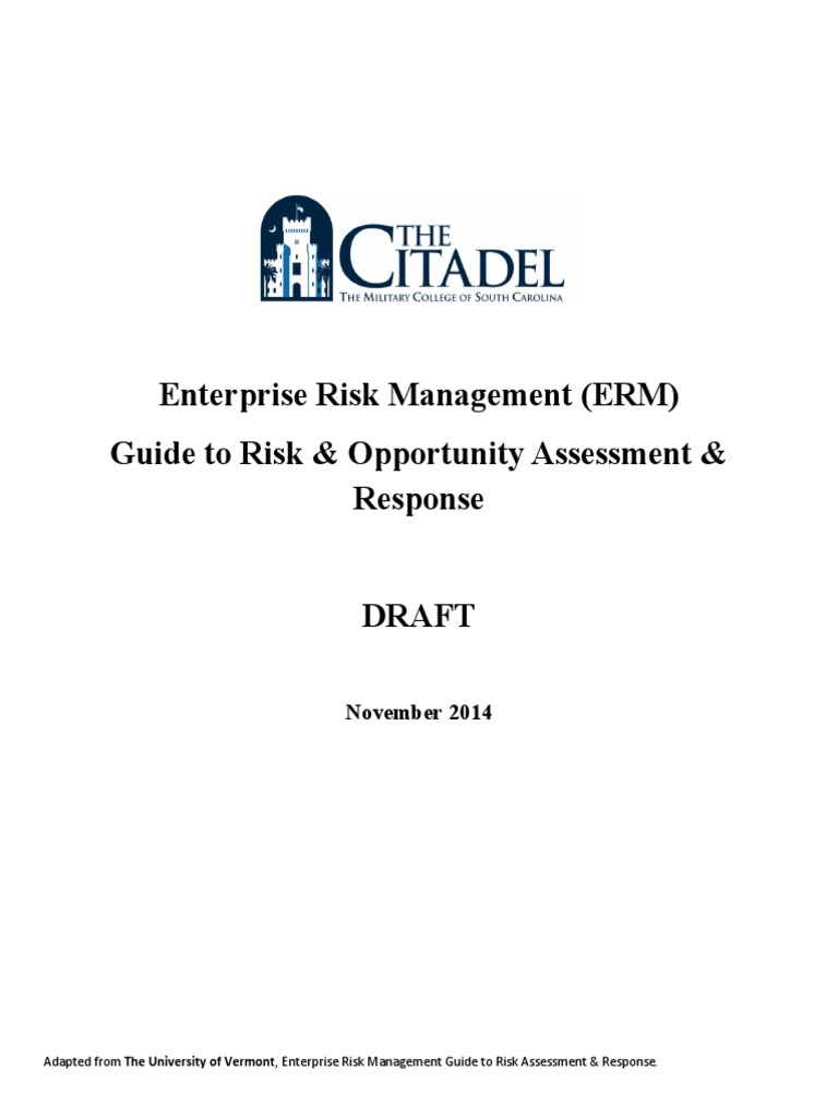 Citadel Erm Guide To Risk and Opportunity Assessment and Response Draft ...