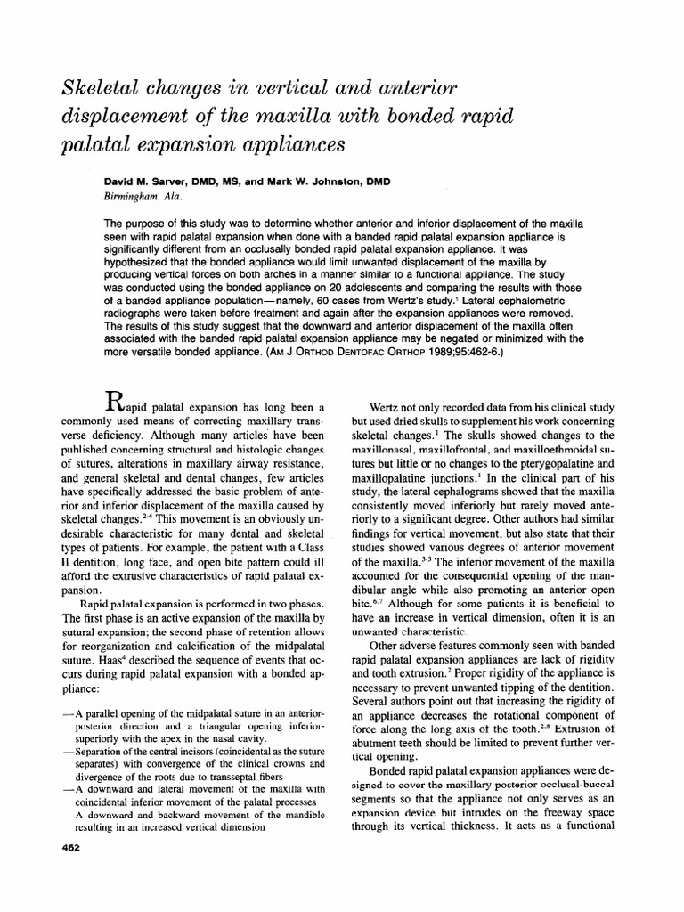 Skeletal Changes With Bonded Vs Banded RPE PDF | PDF | Dentistry ...