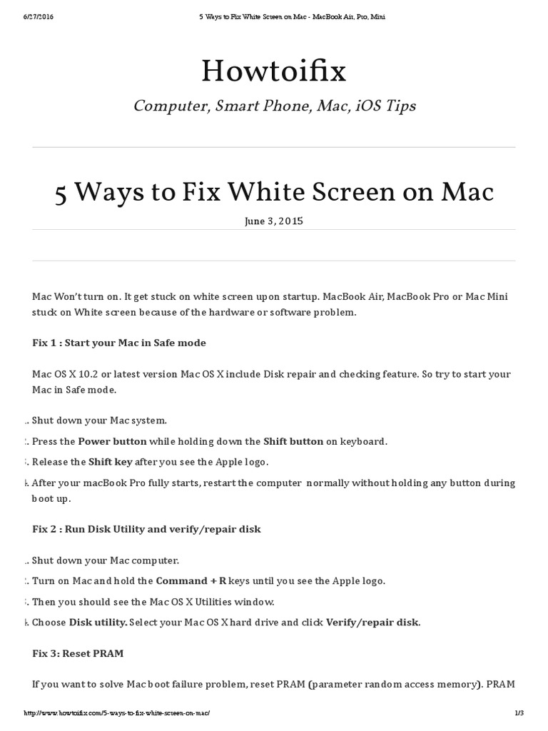 5 Ways To Fix White Screen On Mac - MacBook Air, Pro, Mini | PDF ...