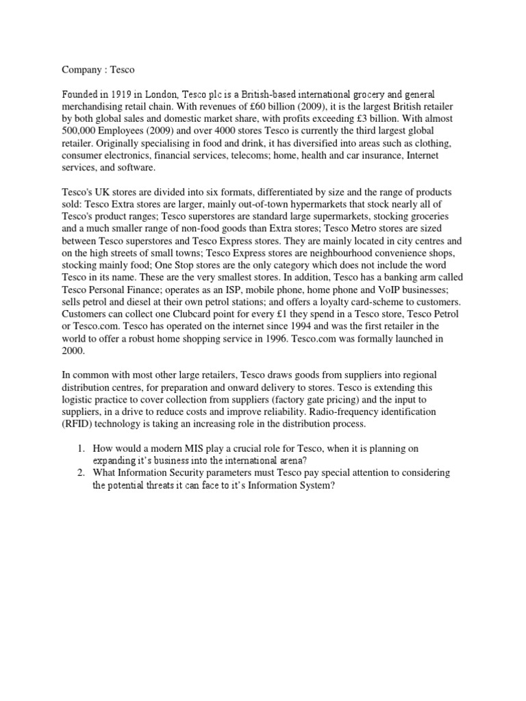 MIS Case Studies | PDF | Tesco | Retail