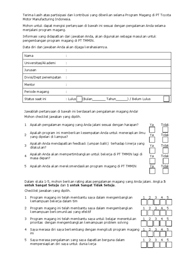 Internship Exit Questionnaire NEW NEW NEW | PDF