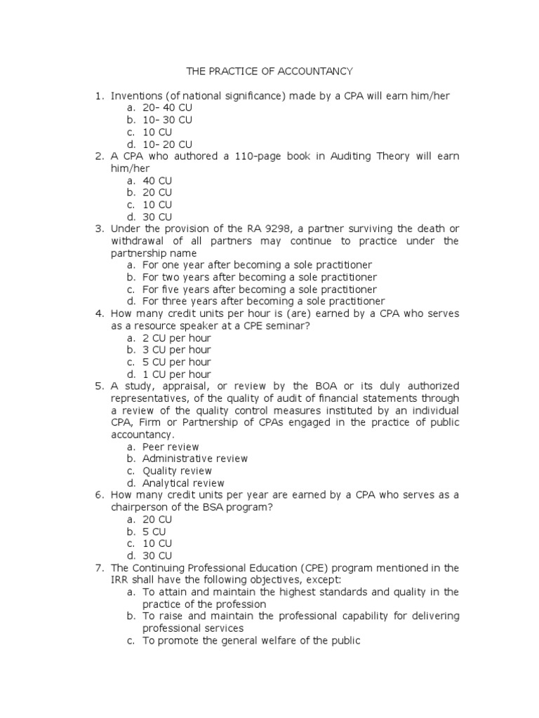 CPA Credit Units & Practice Guidelines | PDF | Certified Public ...