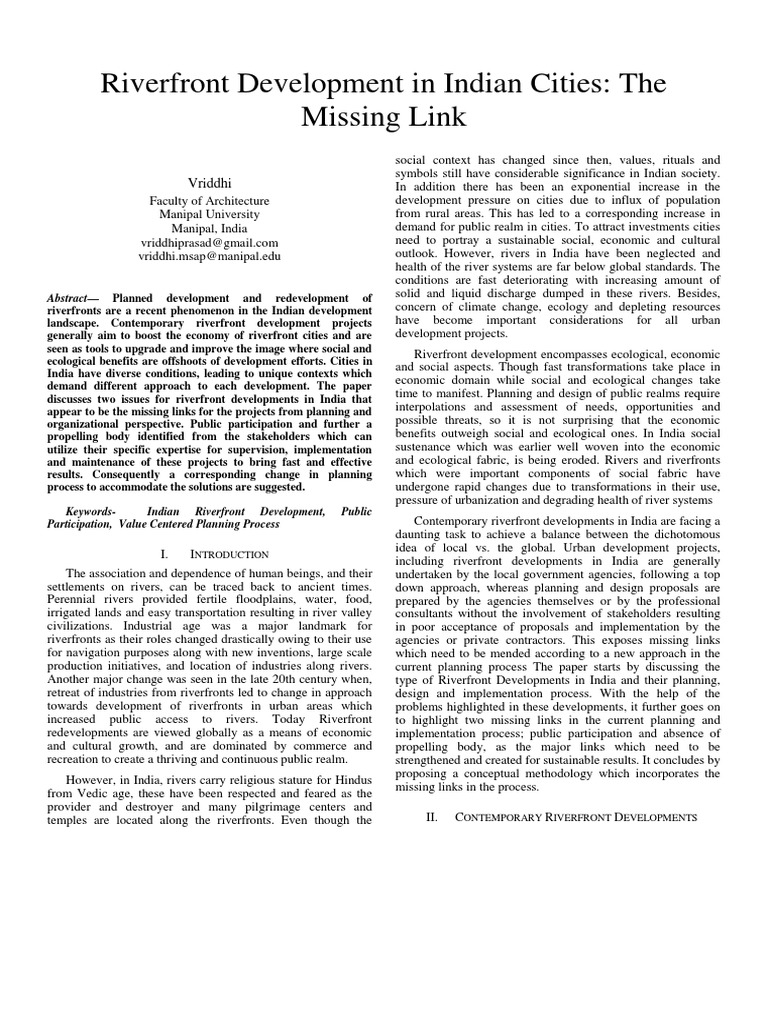 Riverfront Development in Indian Cities | PDF | Public Participation ...