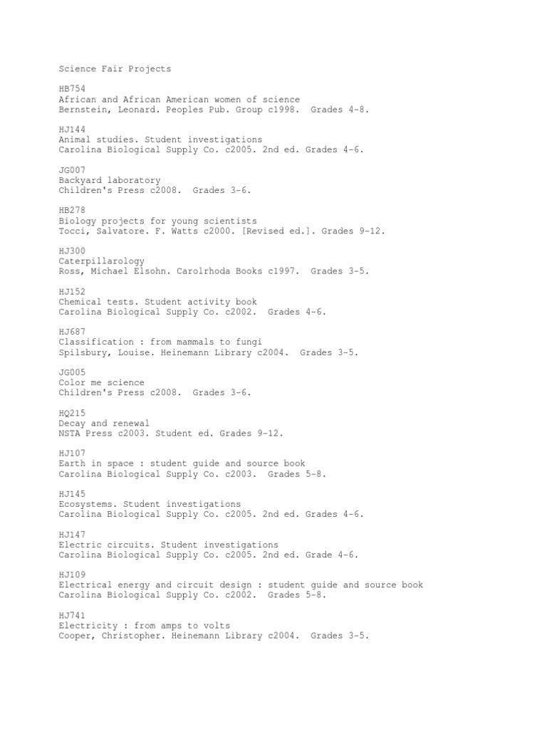 Science Fair Projects | PDF | Electricity | Physics