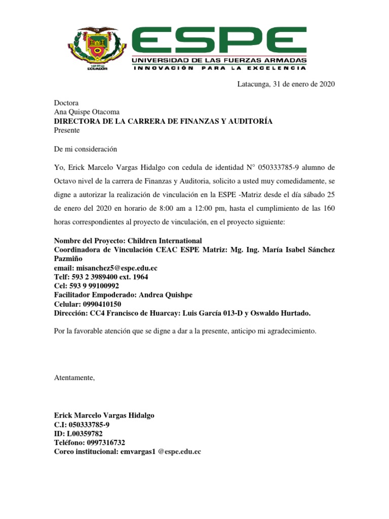 Formato Vinculacion Espe | PDF