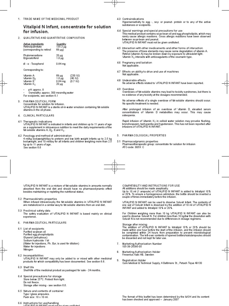 Vitalipid N Infant DR 1326863832481 | PDF | Vitamin A | Vitamin