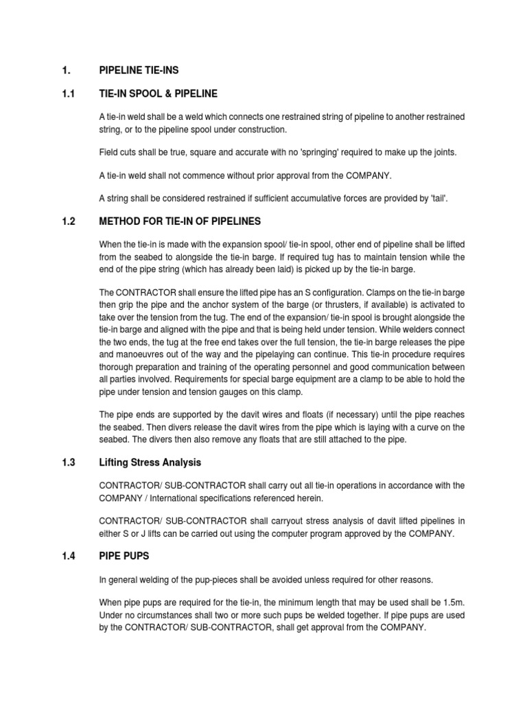Pipeline Tie - in | PDF | Pipe (Fluid Conveyance) | Welding