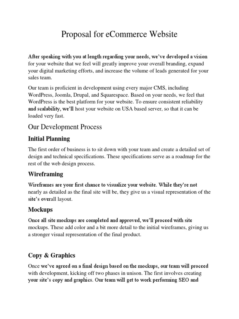 eCommerce Website Proposal | PDF | Web Design | Websites