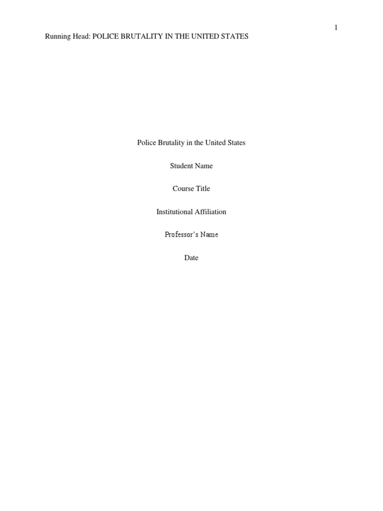 Police Brutality in America Final Paper | PDF | Police Brutality ...
