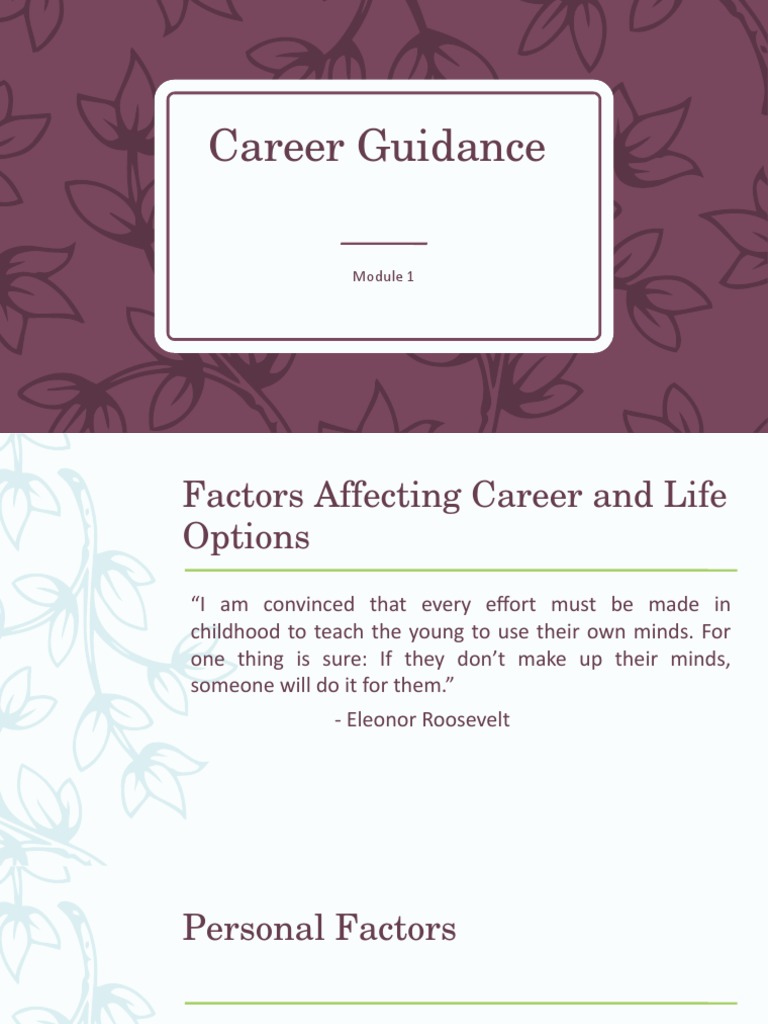 Career Guidance | PDF | Personality Type | Family