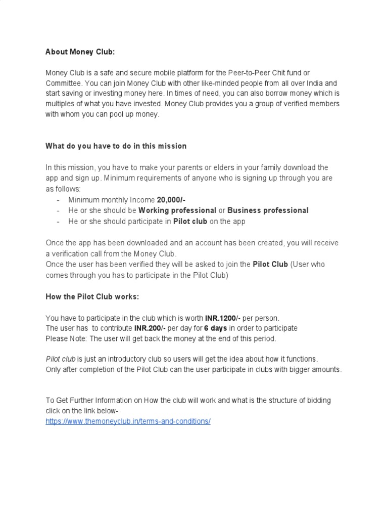 Join the Money Club: A Guide | PDF