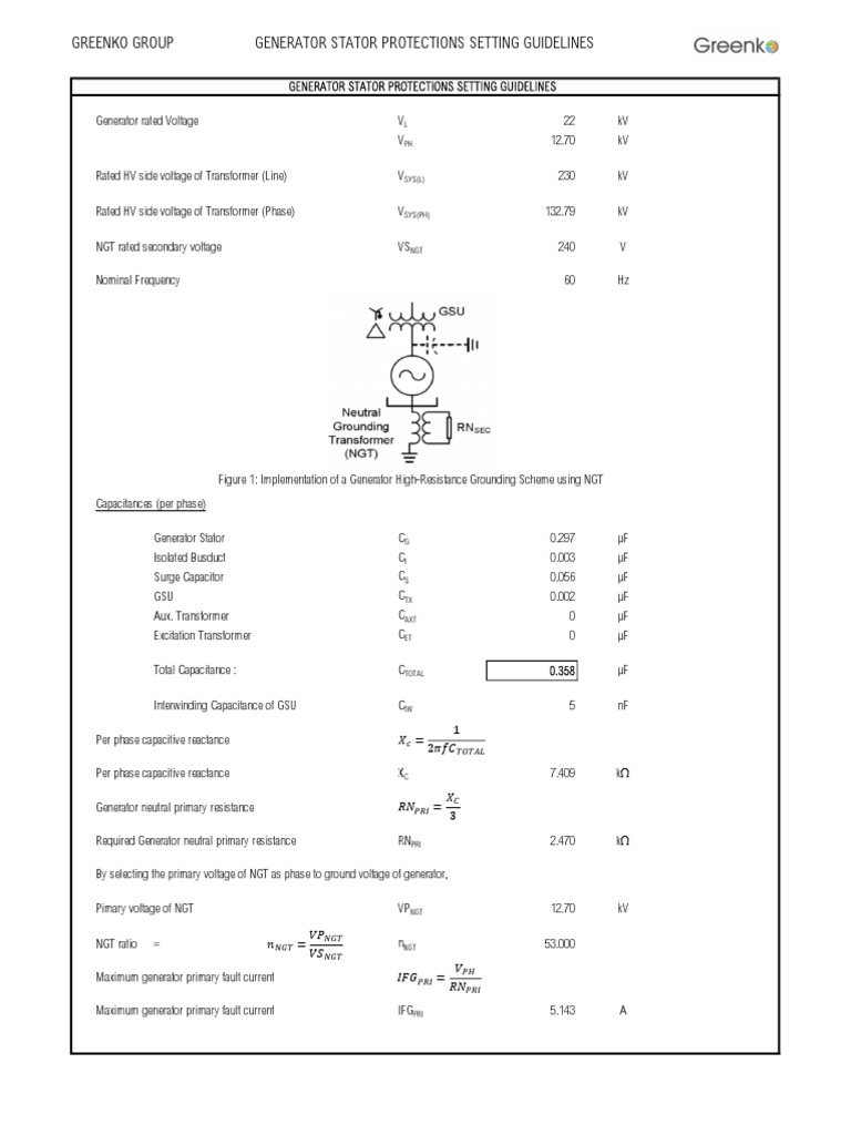 Generator Protection - Calculation | PDF | Capacitor | Transformer