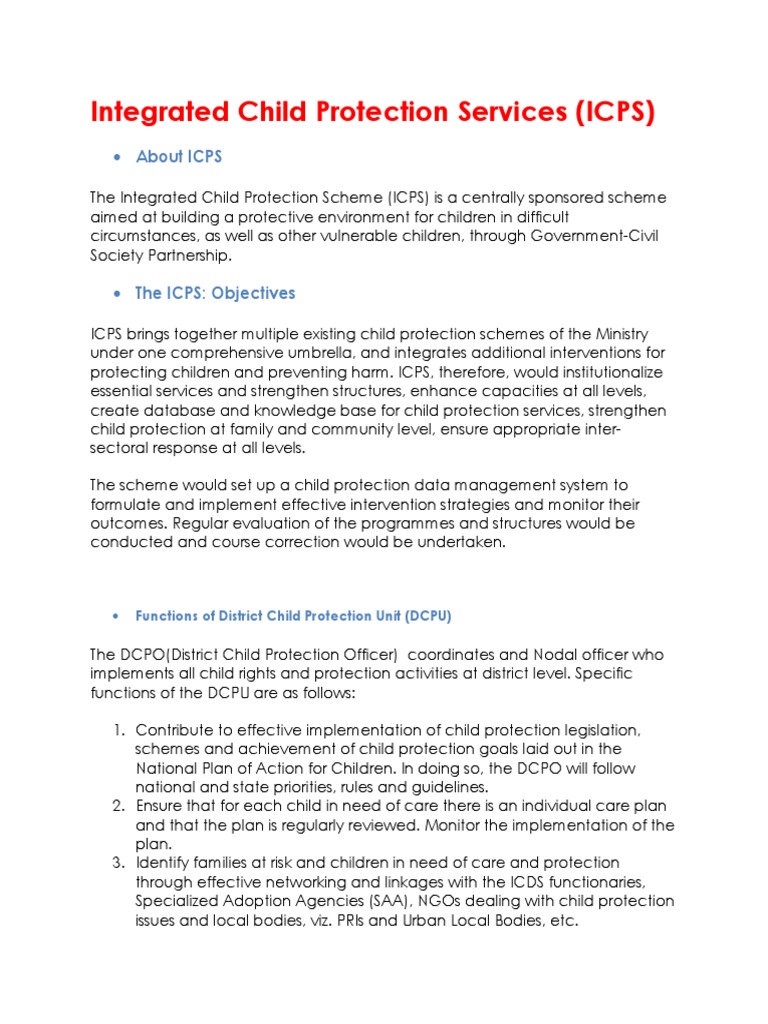 ICPS DCPU SAA Notes | PDF | Child Protection | Child Protective Services